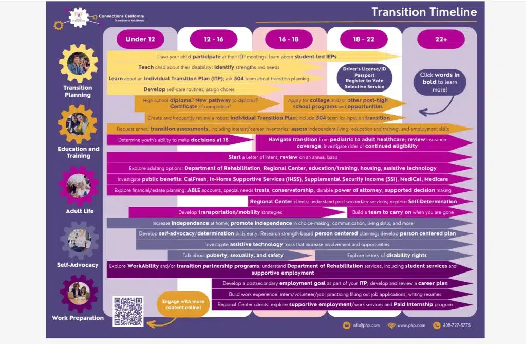 Transition to Adulthood Timeline from Connections CA | Support for Families